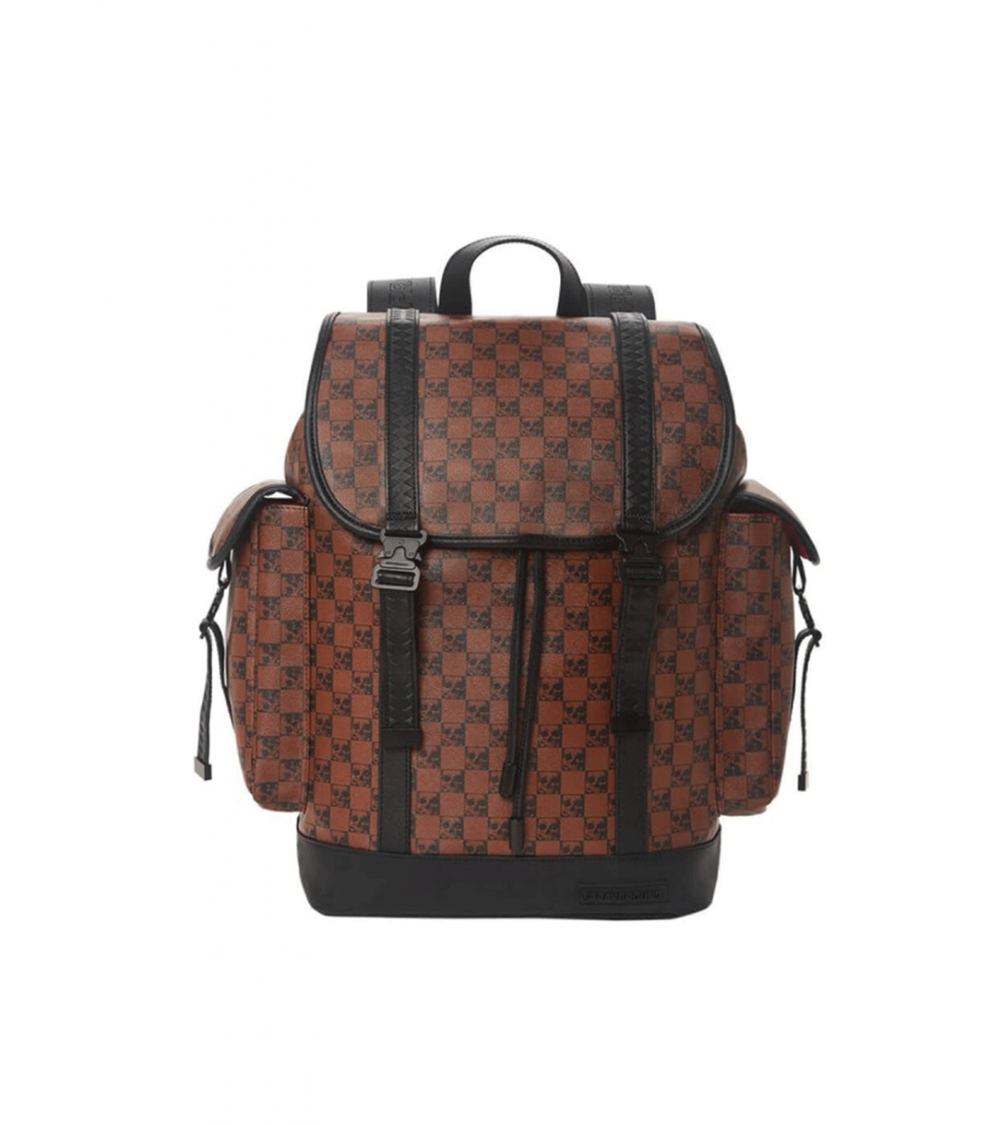 Backpack Sprayground Skull Check Monte Carlo Brown Unisex